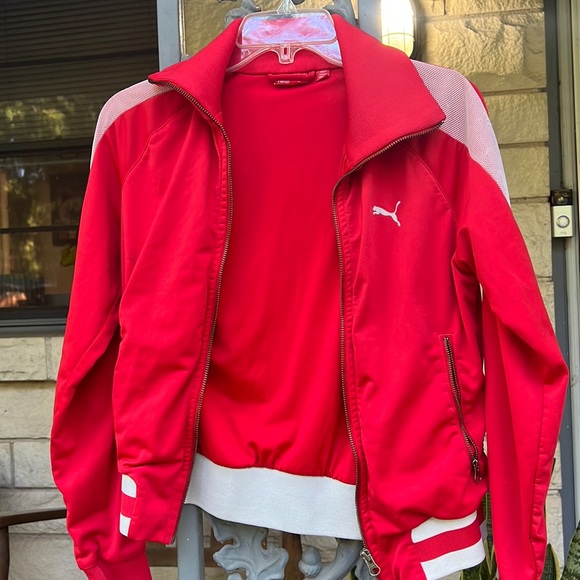 Puma | Jackets & Coats | Red And White Puma Track Jacket | Poshmark